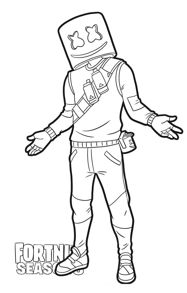 Coloriage Fortnite à imprimer : skins (Ikonik, Nomade), armes...